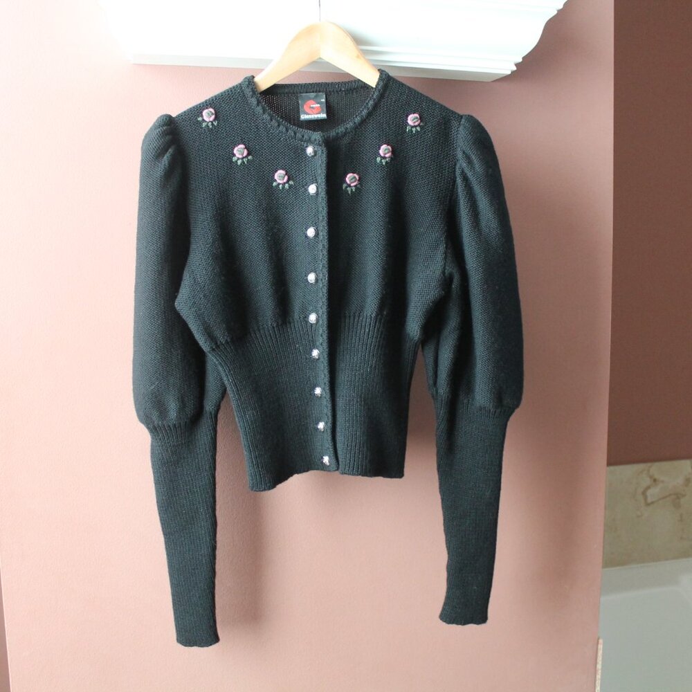 Vintage Giesswein Austrian Metal Button Cardigan Blac… - Gem